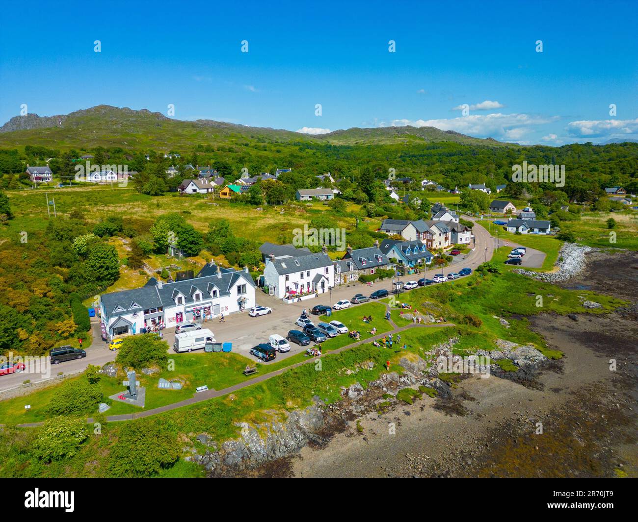 Aerial view from drone of Arisaig village in Lochaber, Scottish ...