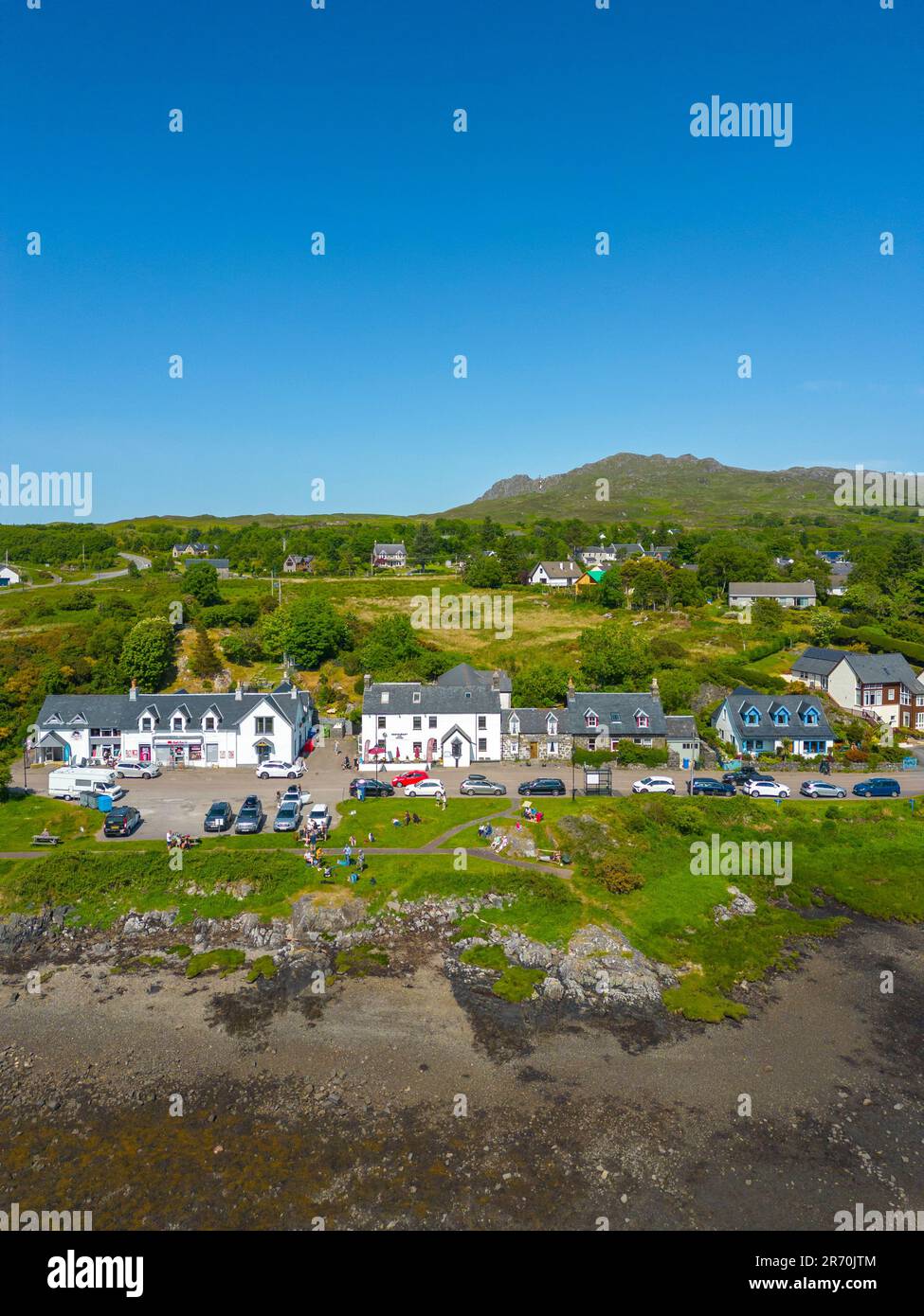 Aerial view from drone of Arisaig village in Lochaber, Scottish ...