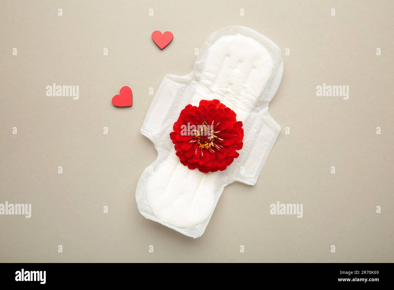 White sanitary pad, hygiene protection on a grey background ...