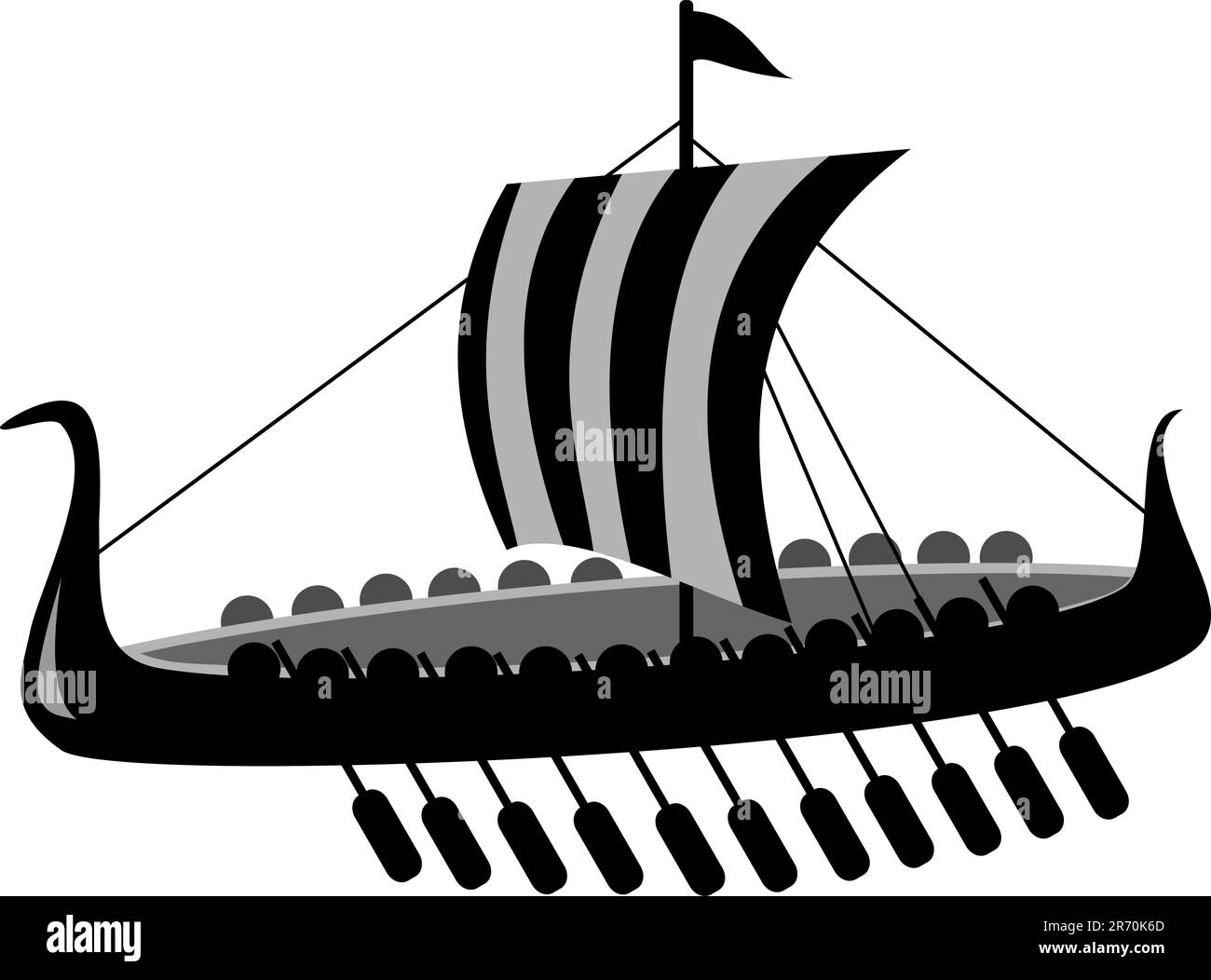 vector ancient battle ship of viking isolated on white background Stock ...
