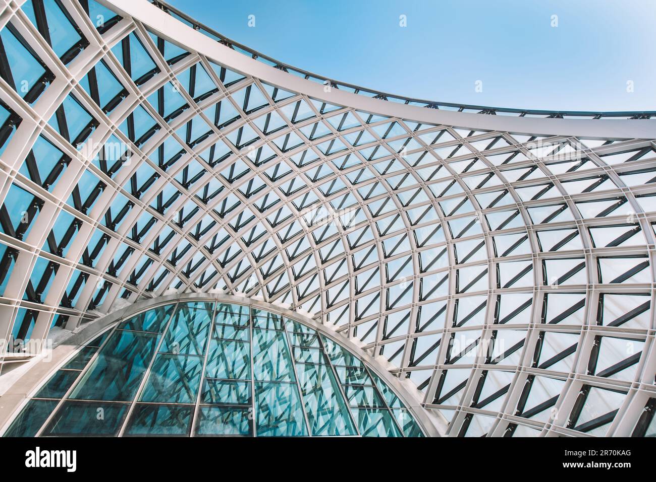 Metal grid glass roof modern architecture Stock Photo - Alamy