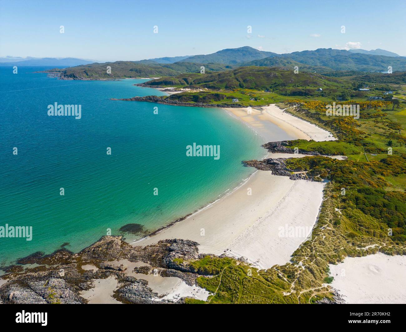 Aerial View From Drone Of Camusdarach Beach One Of The Silver Sands Of Aerial View From Drone Of Camusdarach Beach One Of The Silver Sands Of