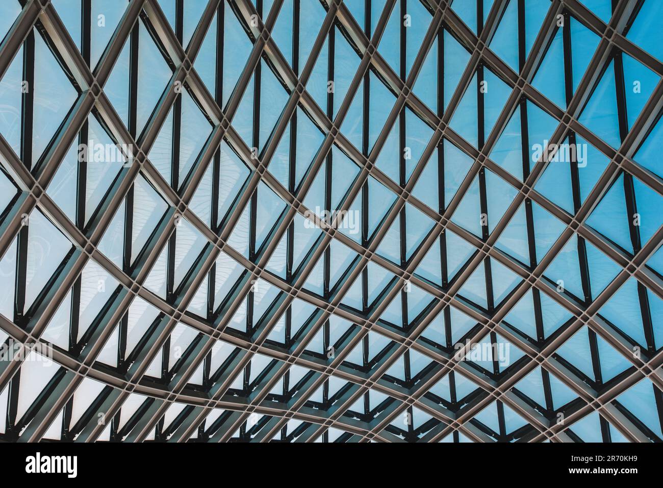 Metal grid glass roof modern architecture Stock Photo - Alamy