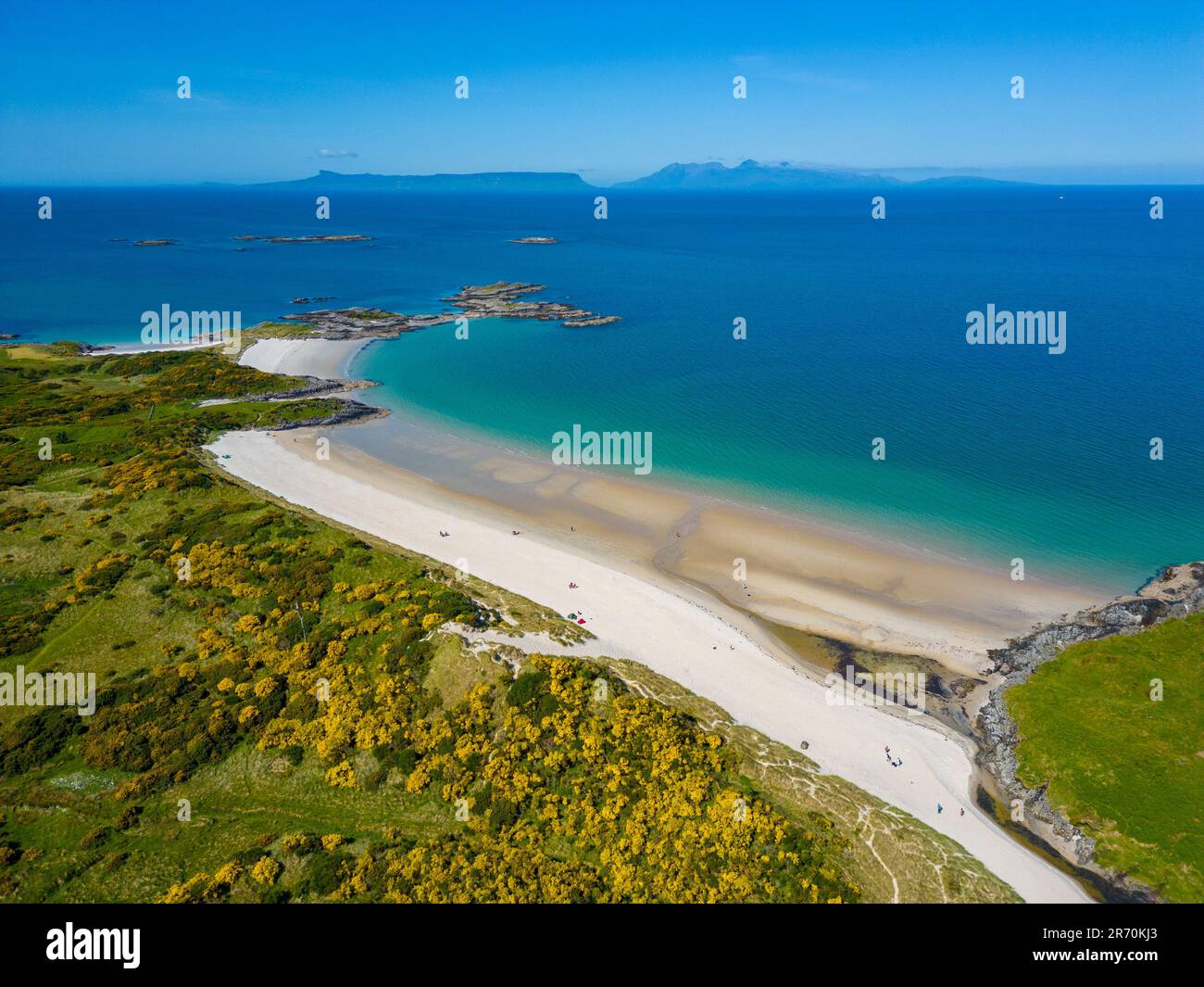 Aerial View From Drone Of Camusdarach Beach One Of The Silver Sands Of Aerial View From Drone Of Camusdarach Beach One Of The Silver Sands Of