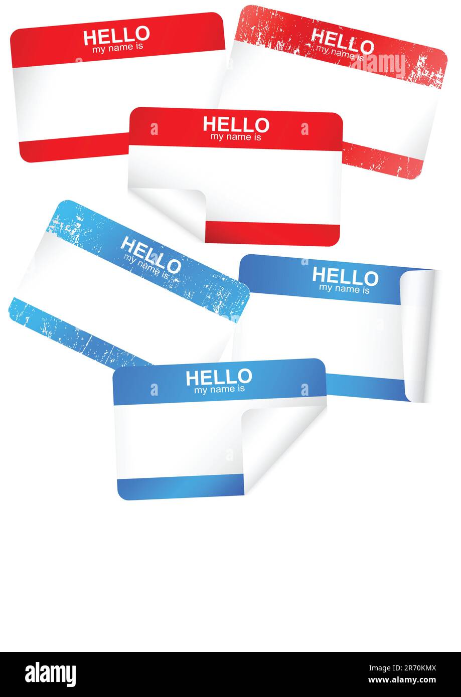 Vector illustration set of different blank "Hello my name is" stickers ...