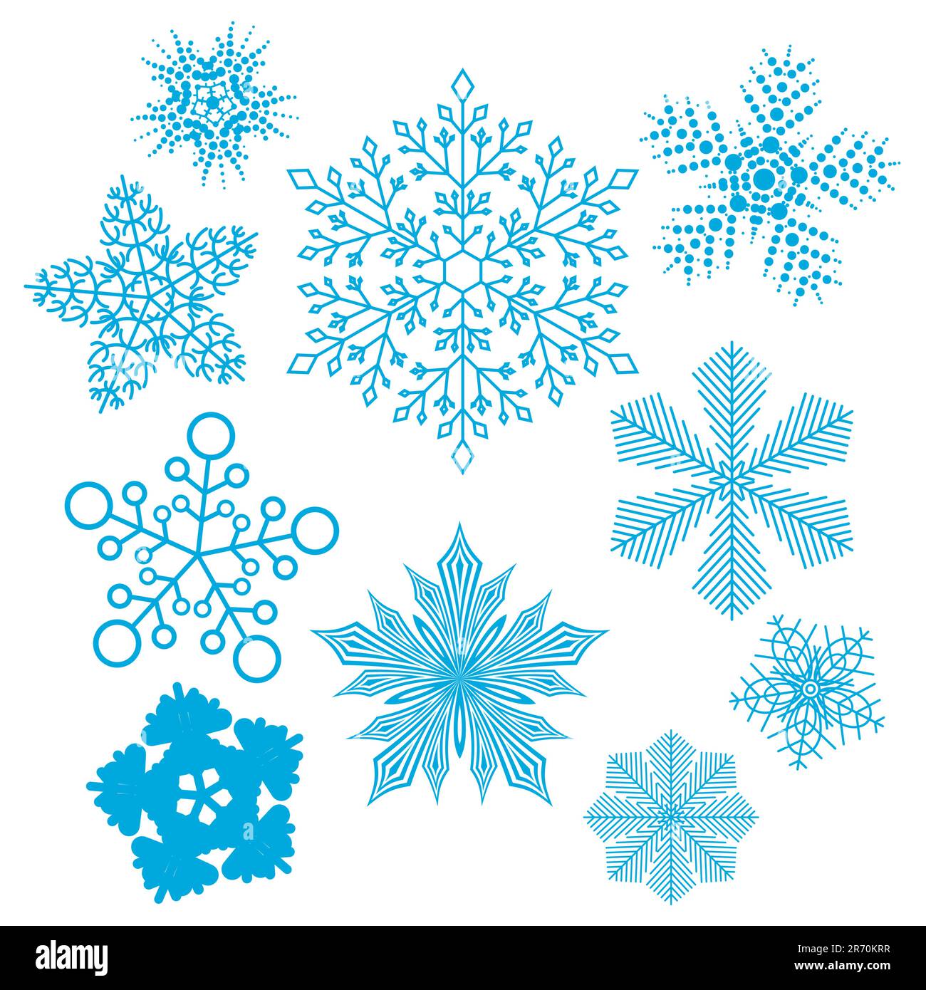 Vector set of snowflakes. Hight quality illustration in blue Stock ...