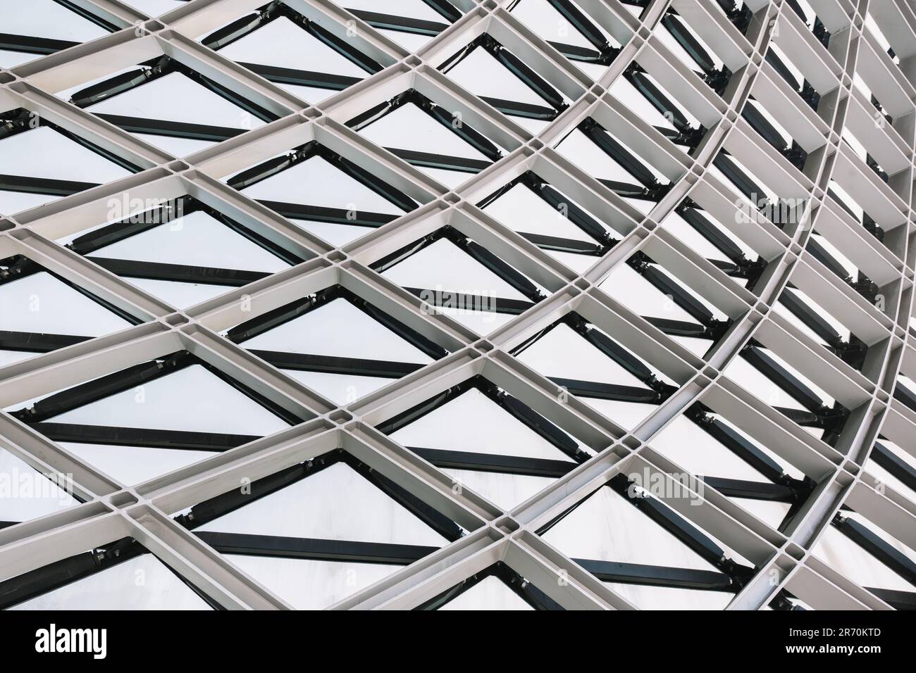 Metal grid glass roof modern architecture Stock Photo - Alamy