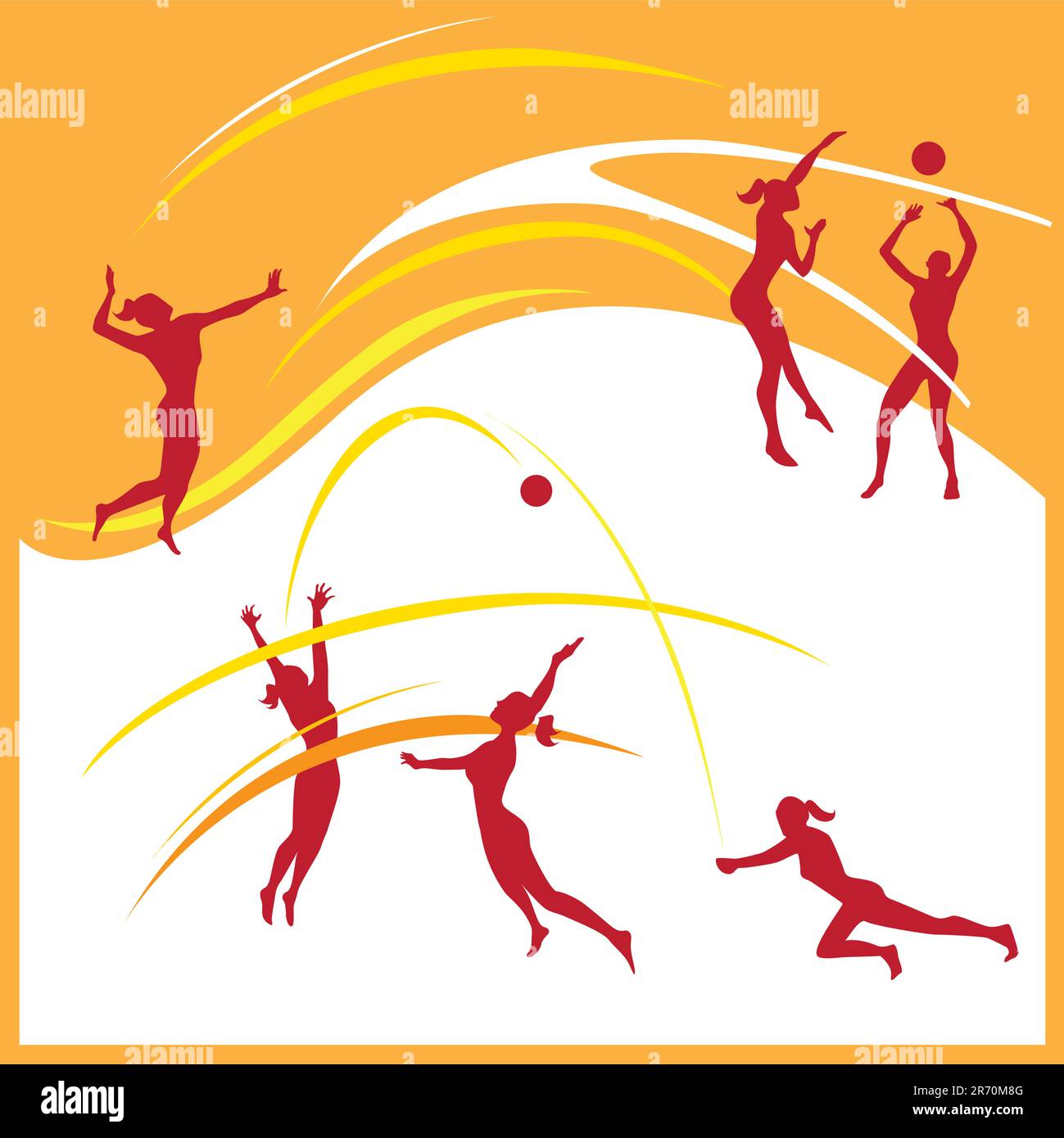 Vector illustration of woman volleyball silhouettes Stock Vector Image ...