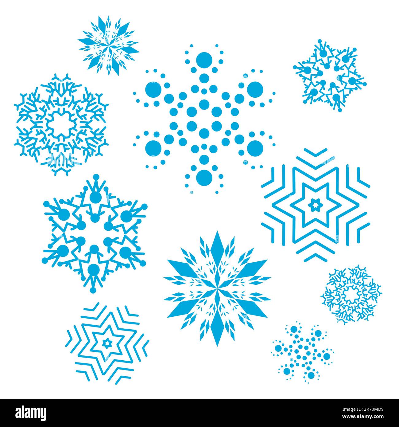 Vector set of snowflakes. Hight quality illustration in blue Stock ...