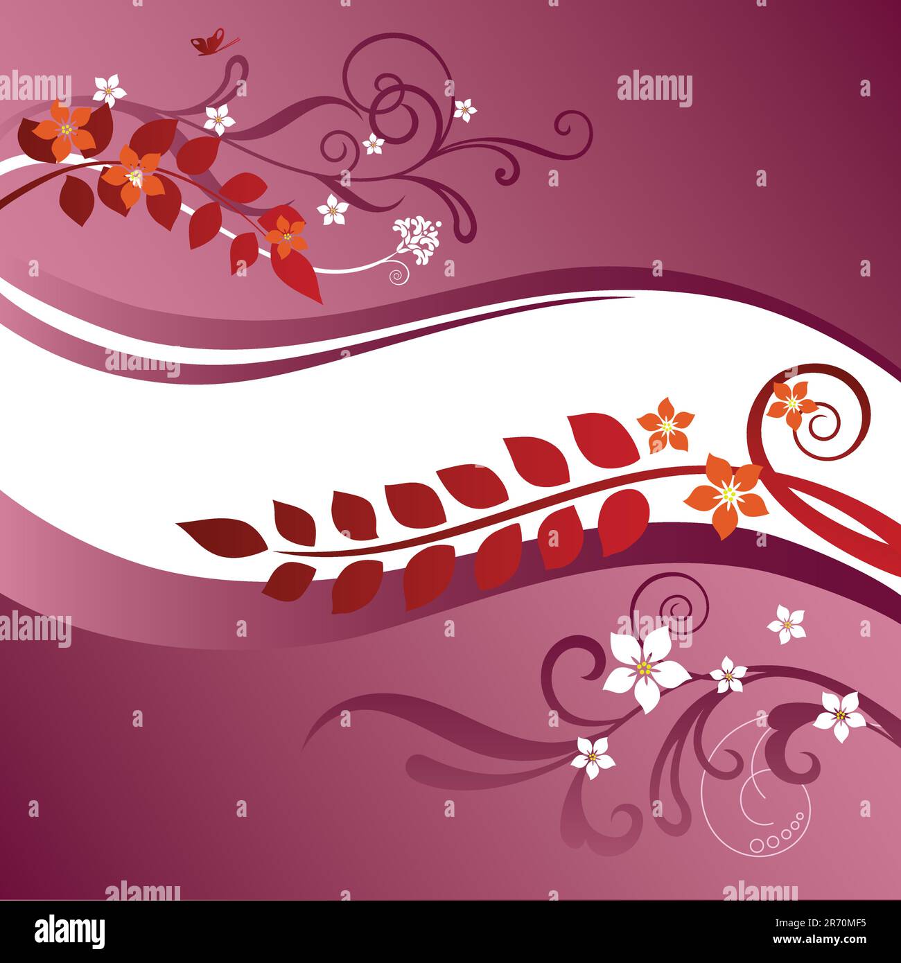 Two pink and red floral borders vector illustration Stock Vector Image ...