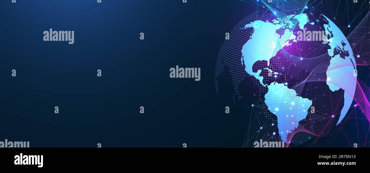 Global network connection concept. Big data visualization. Social ...