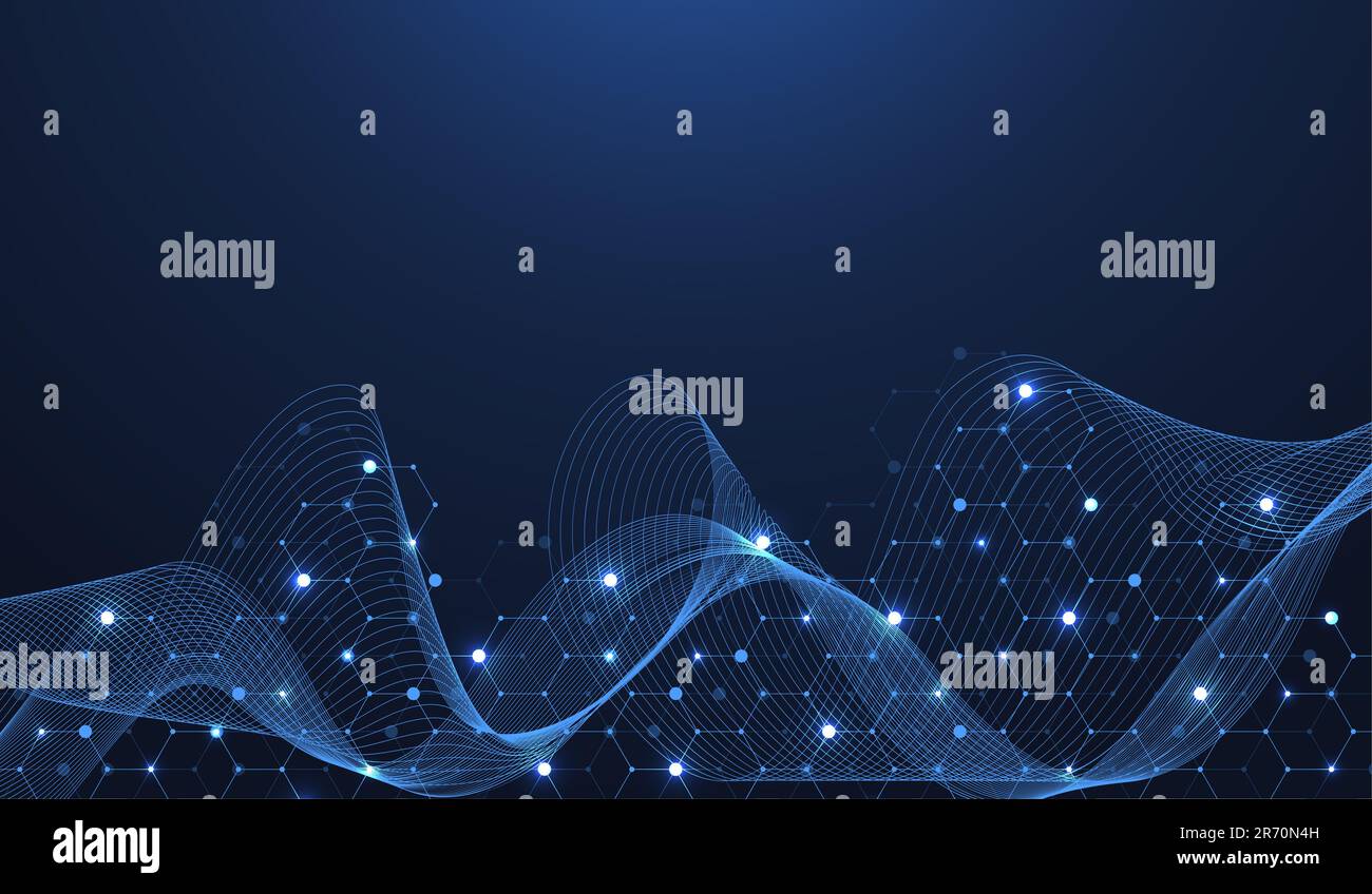 Modern scientific abstract background with hexagon shapes, lines and ...