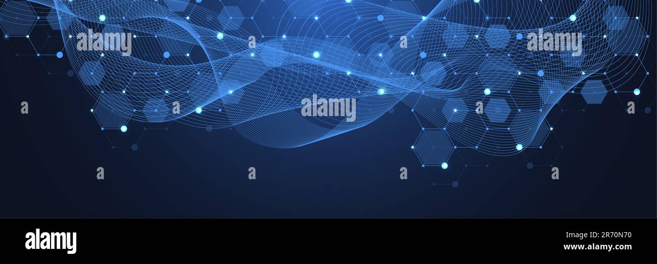 Modern scientific abstract background with hexagon shapes, lines and ...