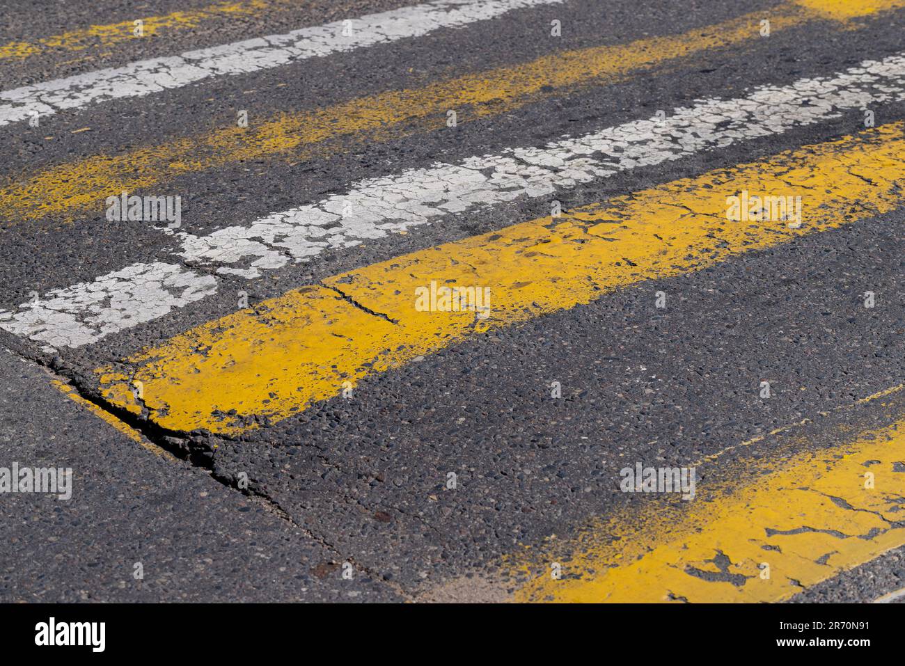 Old drawings of a pedestrian crossing on the highway, part of the road ...