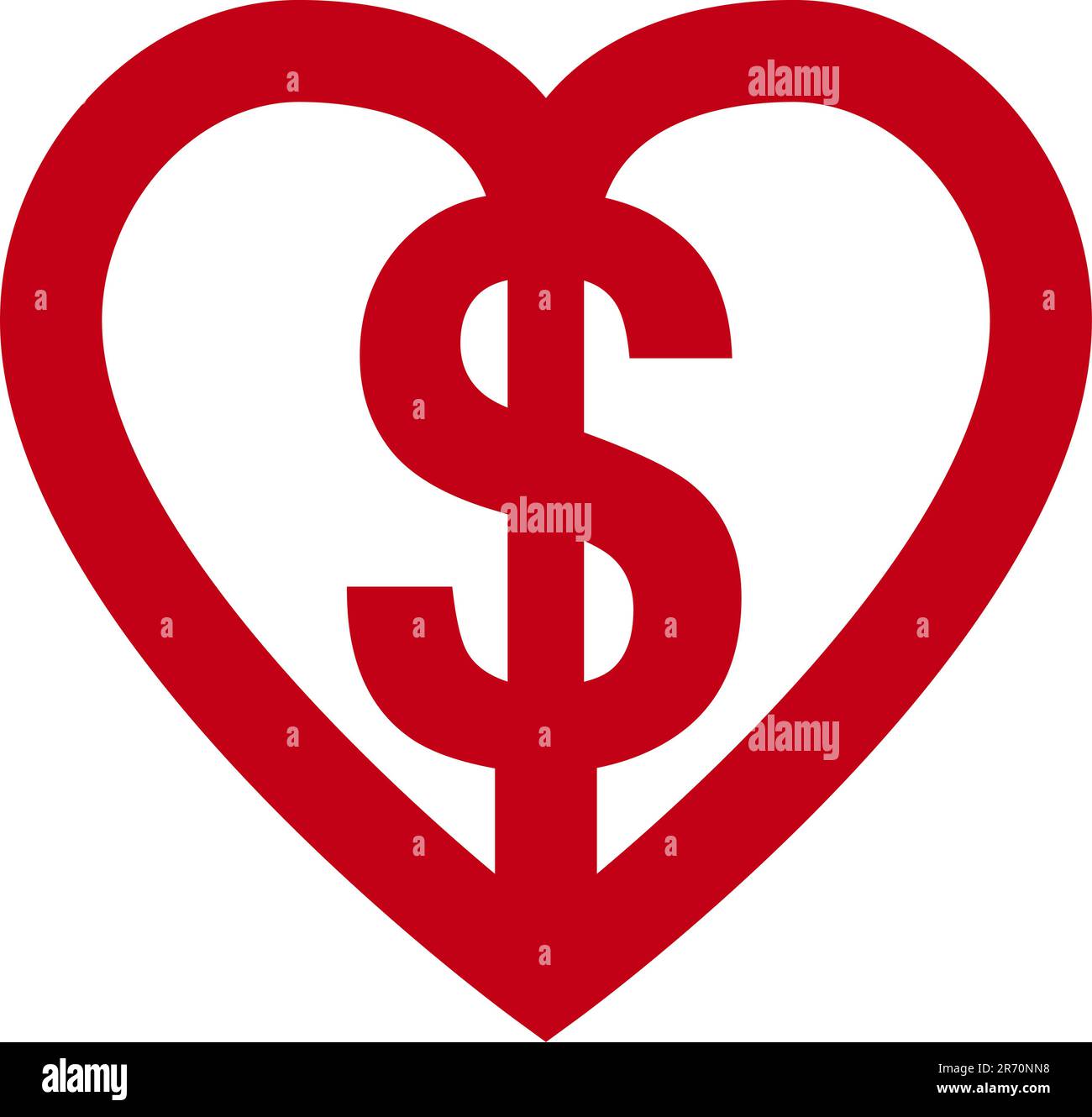 The dollar sign, inscribed into the heart Stock Vector Image & Art - Alamy