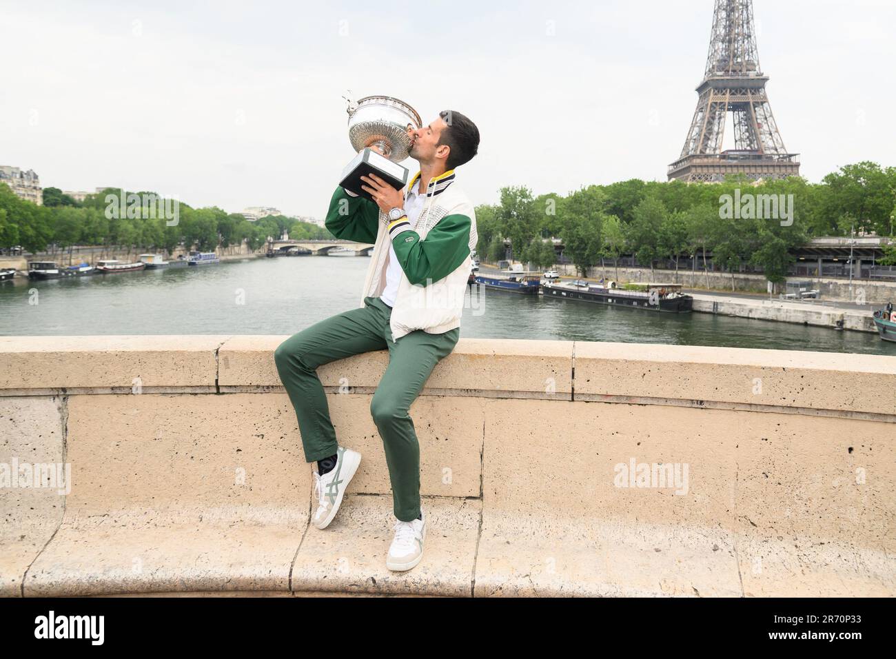 Paris, France. 12th June, 2023. Novak Djokovic of Serbia poses with The ...