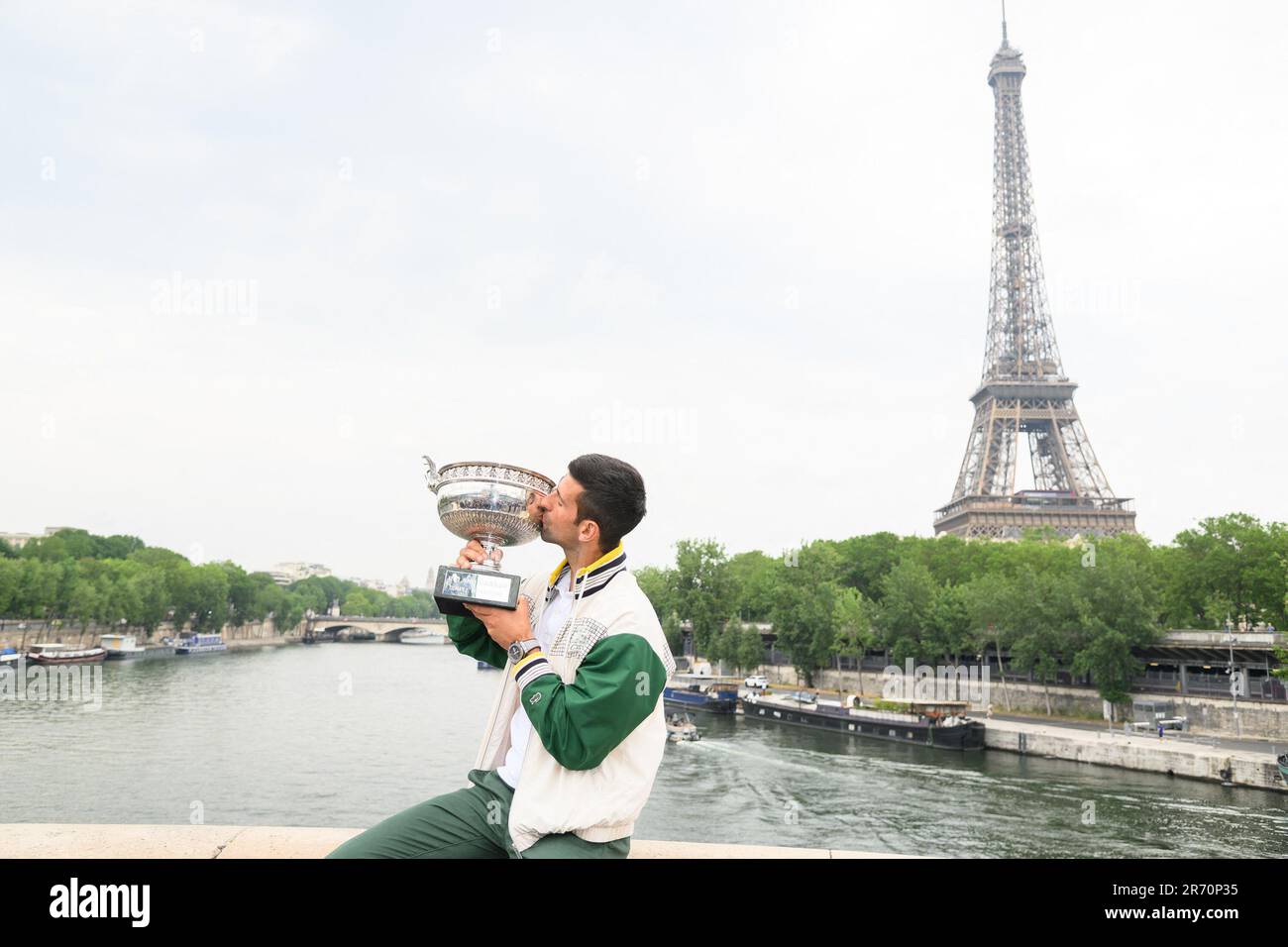 Paris, France. 12th June, 2023. Novak Djokovic of Serbia poses with The ...