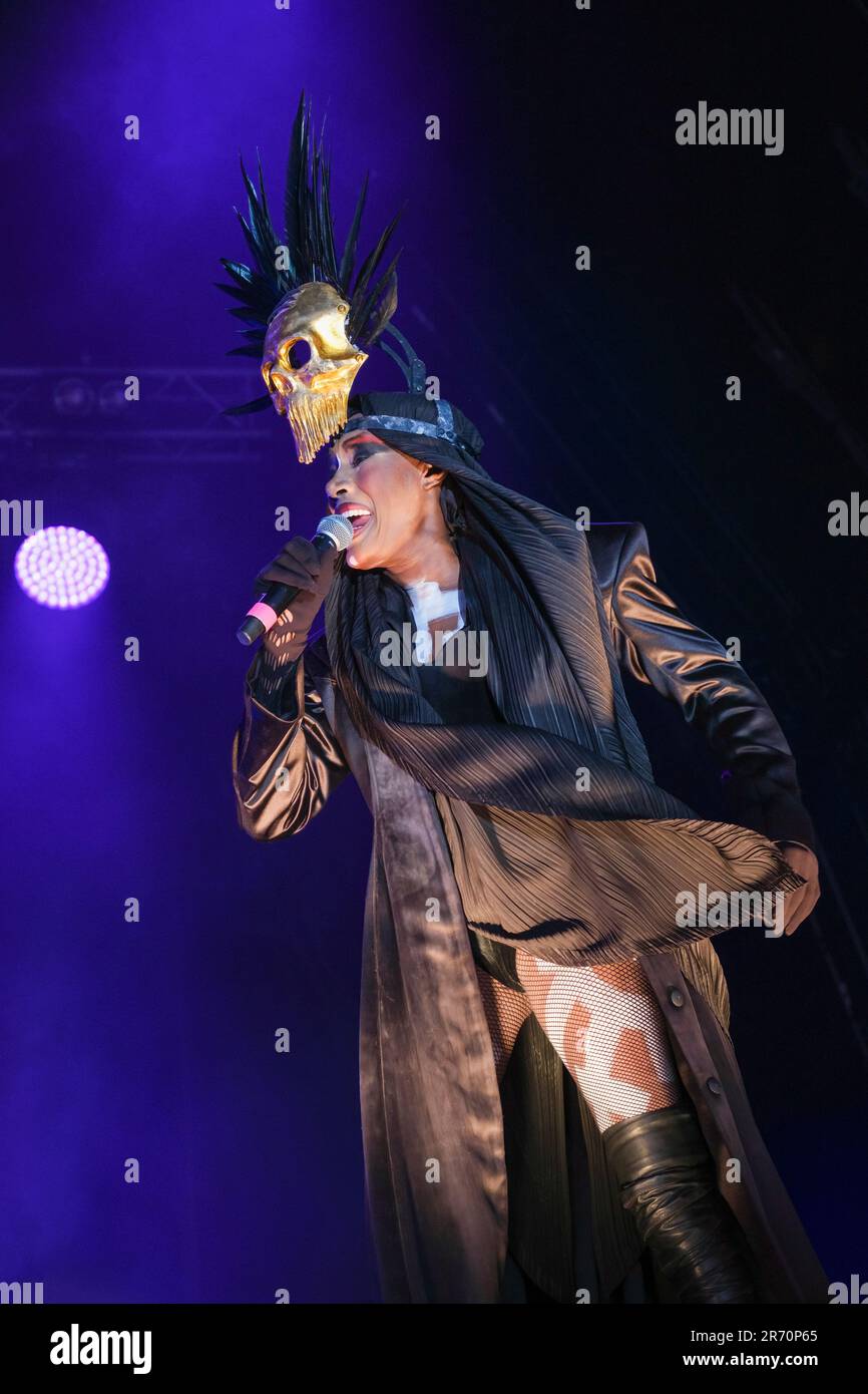 Grace Jones performing at the Cambridge Club Festival, 2023, Childerley ...