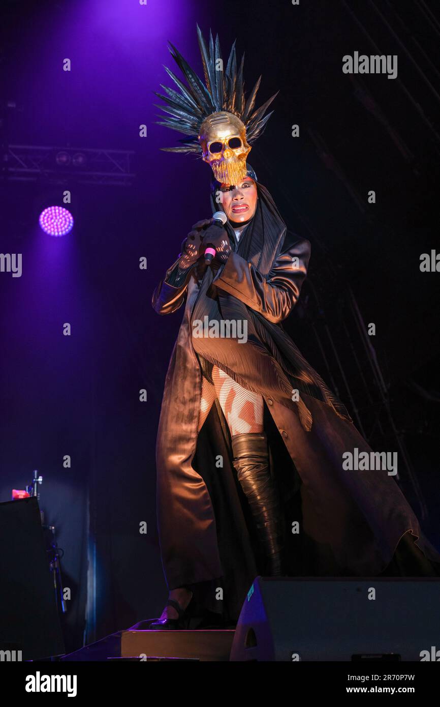 Grace Jones performing at the Cambridge Club Festival, 2023, Childerley ...