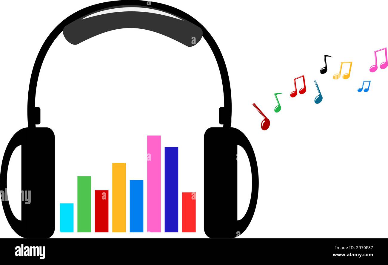 headphone and colorful volume and music notes vector Stock Vector Image ...