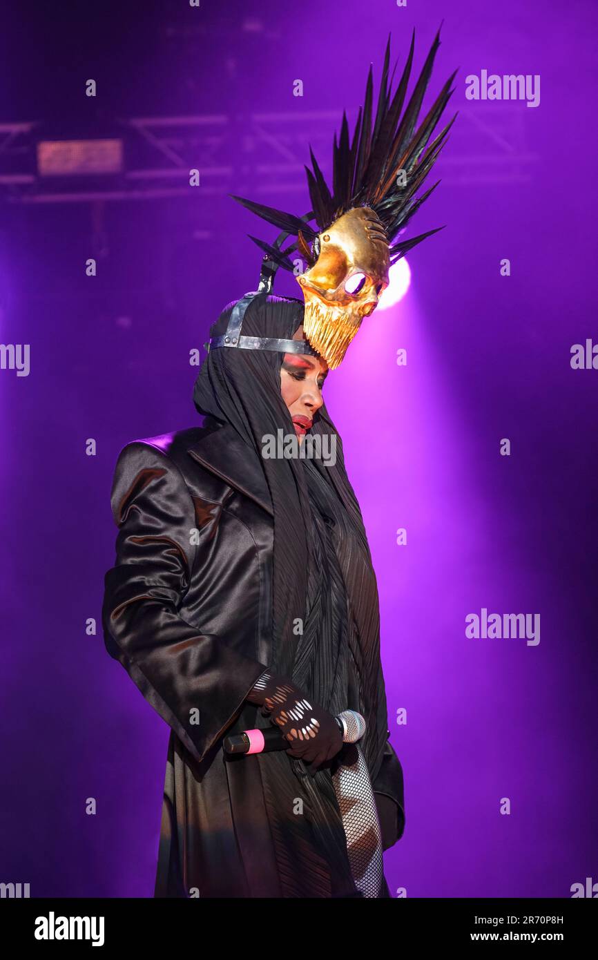 Grace Jones performing at the Cambridge Club Festival, 2023, Childerley ...
