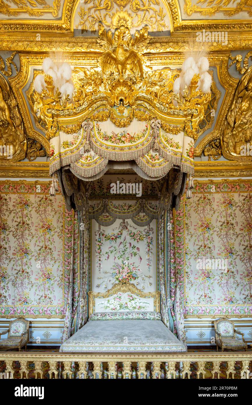 Bedchamber of the King. Decorated interior with historical furniture ...