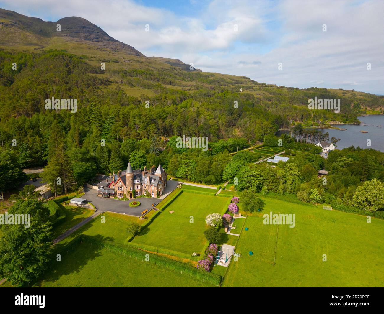 Aerial view of the Torridon Hotel in Ross and Cromarty, Scottish ...