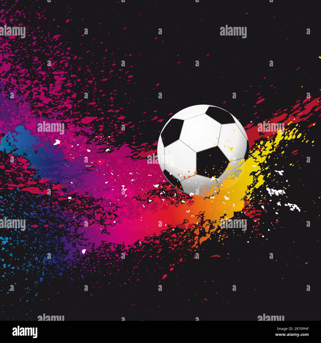 The colorful footballs on a black background. Vector illustration ...