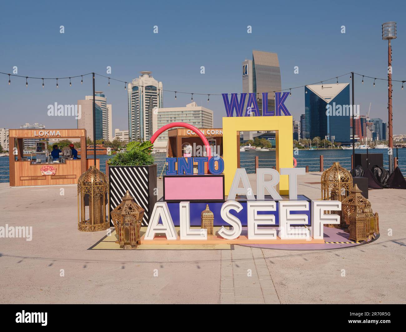 20 March 2023, Dubai, UAE: View across the Creek towards Deira with ...