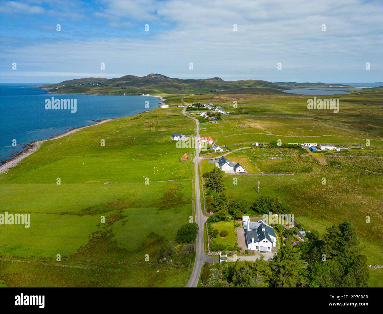 Aerial view of village of Achiltibuie in Coigach, Ross and Cromarty ...