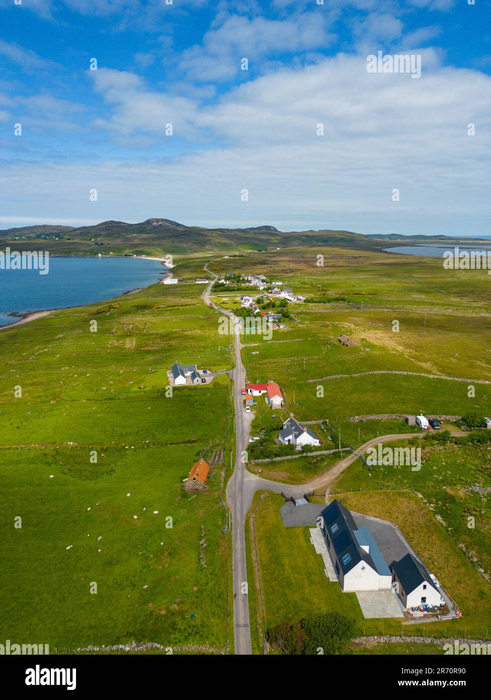 Aerial view of village of Achiltibuie in Coigach, Ross and Cromarty ...