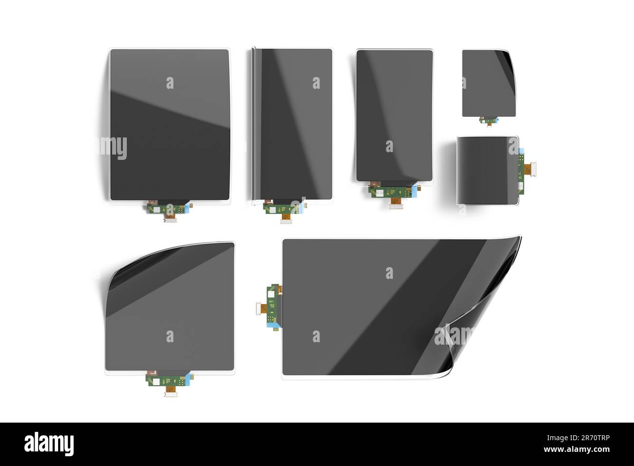 Blank black flexible folded rectangular display mockup, different size ...