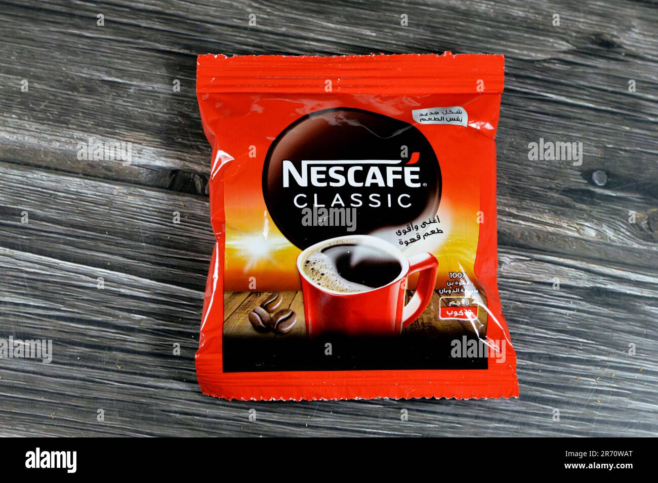 Cairo, Egypt, June 10 2023: Nescafe classic sachet, Nescafé is a brand ...