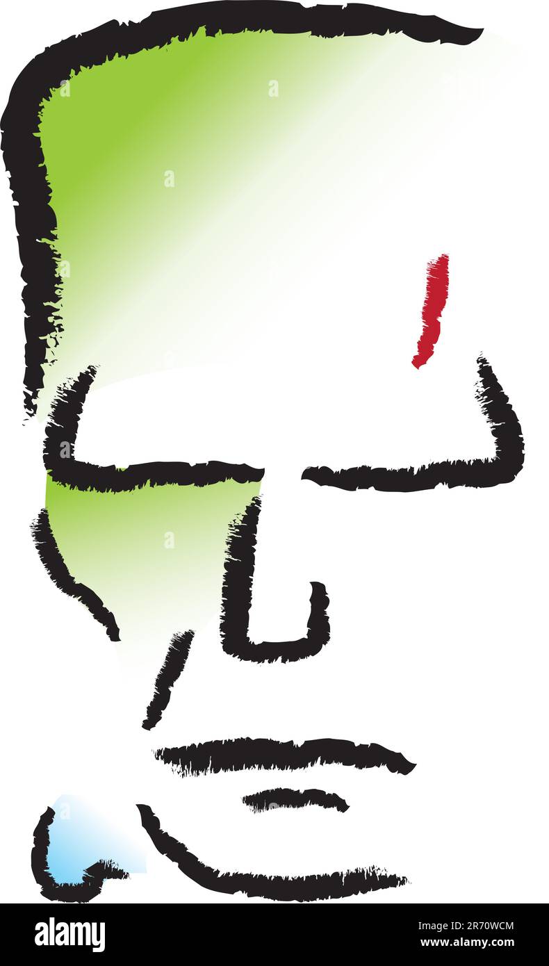 Stylized Frankenstein. Vector image with opaque fill (for use on dark ...