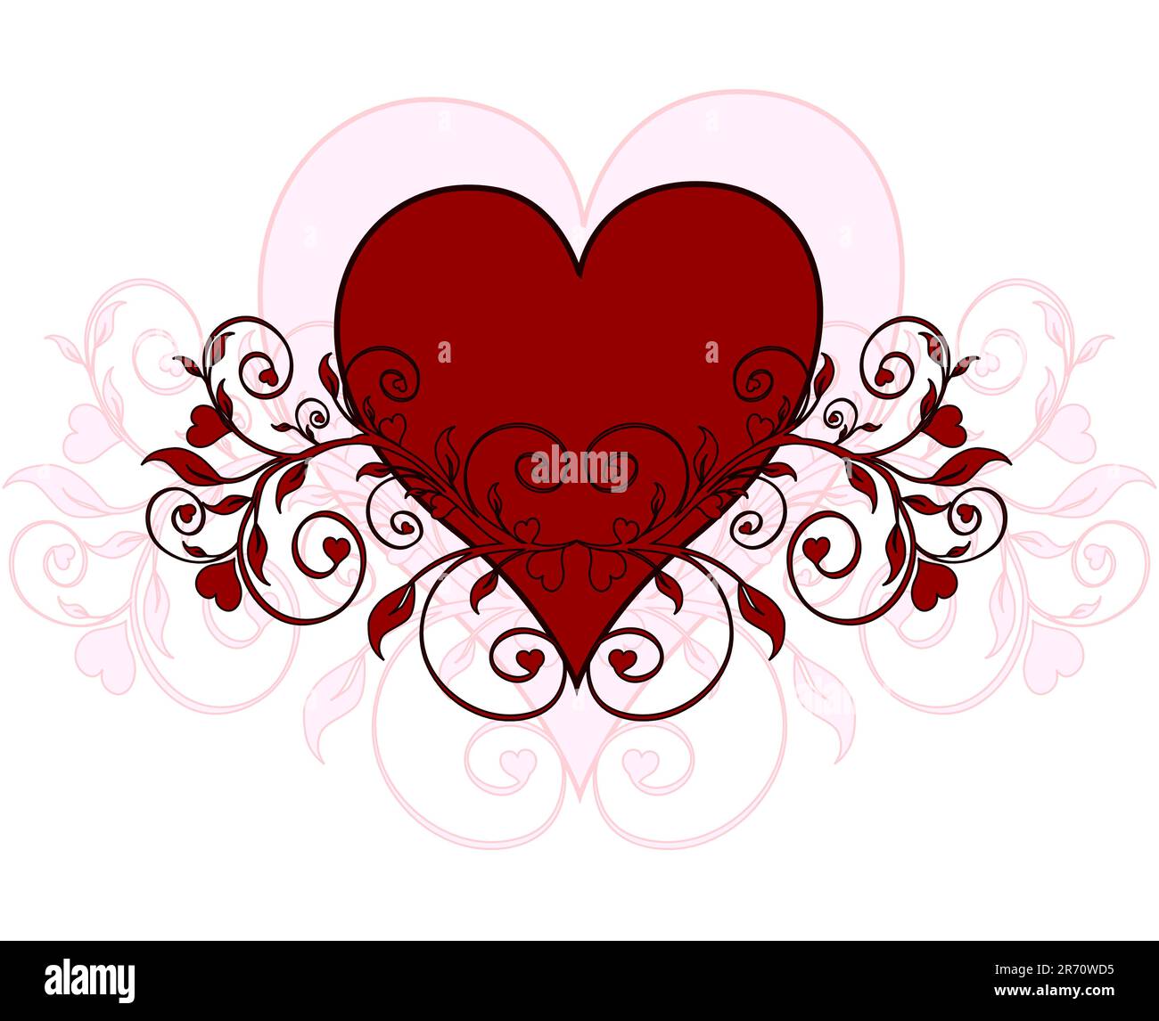 Vector illustration of a red heart with ornament Stock Vector Image ...