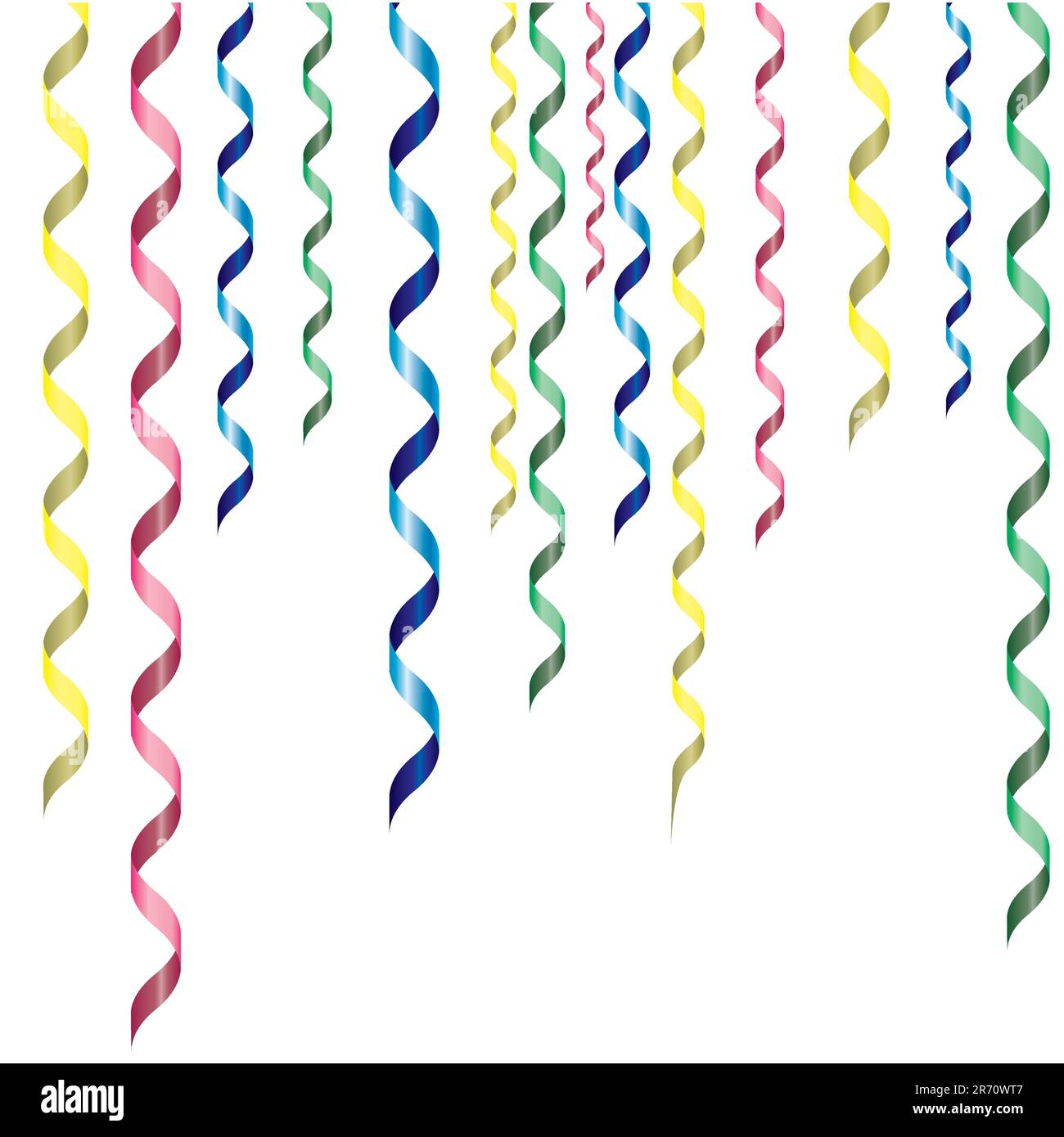 Red, green, yellow and dark blue a ribbon on a white background. Vector ...
