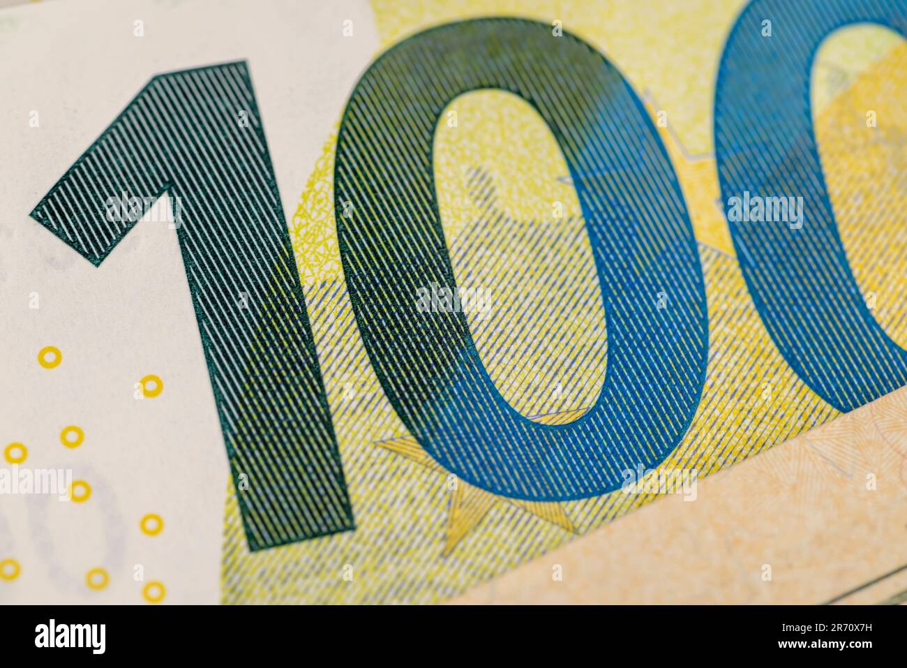 details of the one hundred euro European banknote , a close-up of a ...