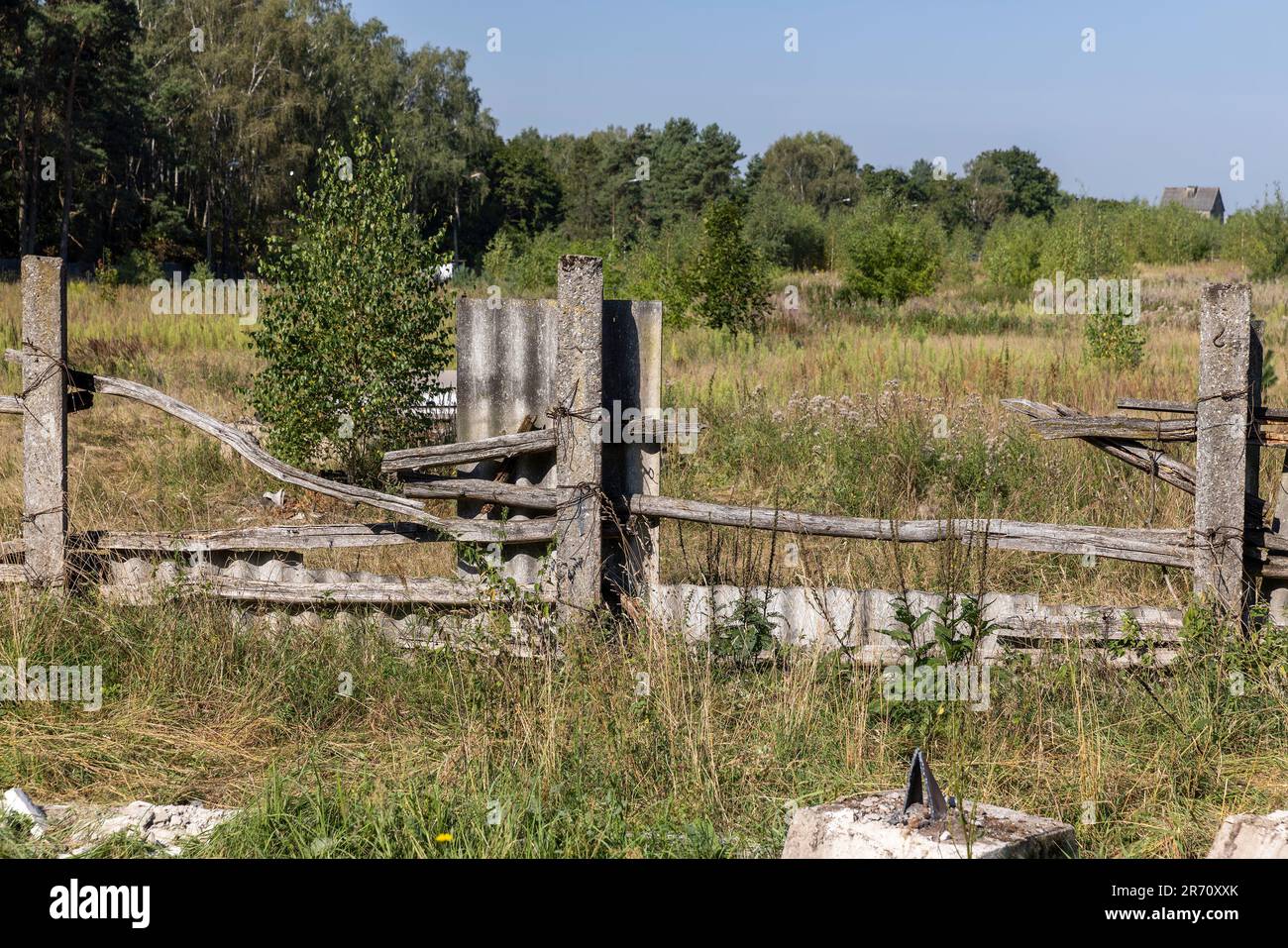 Damaged fence to ensure security, delineation of the territory of ...