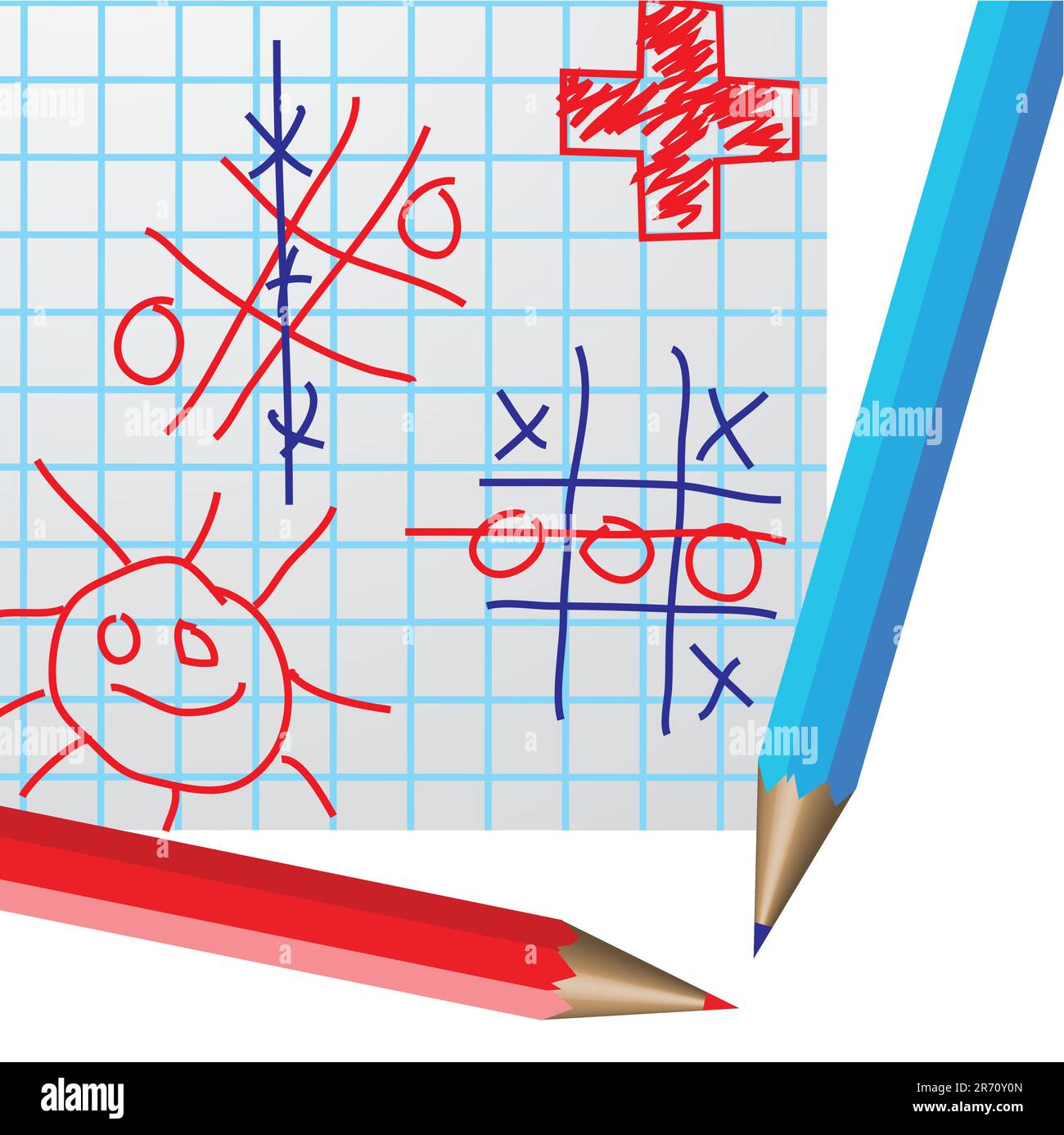 The drawn drawing on a paper pencils on a white background. Vector ...