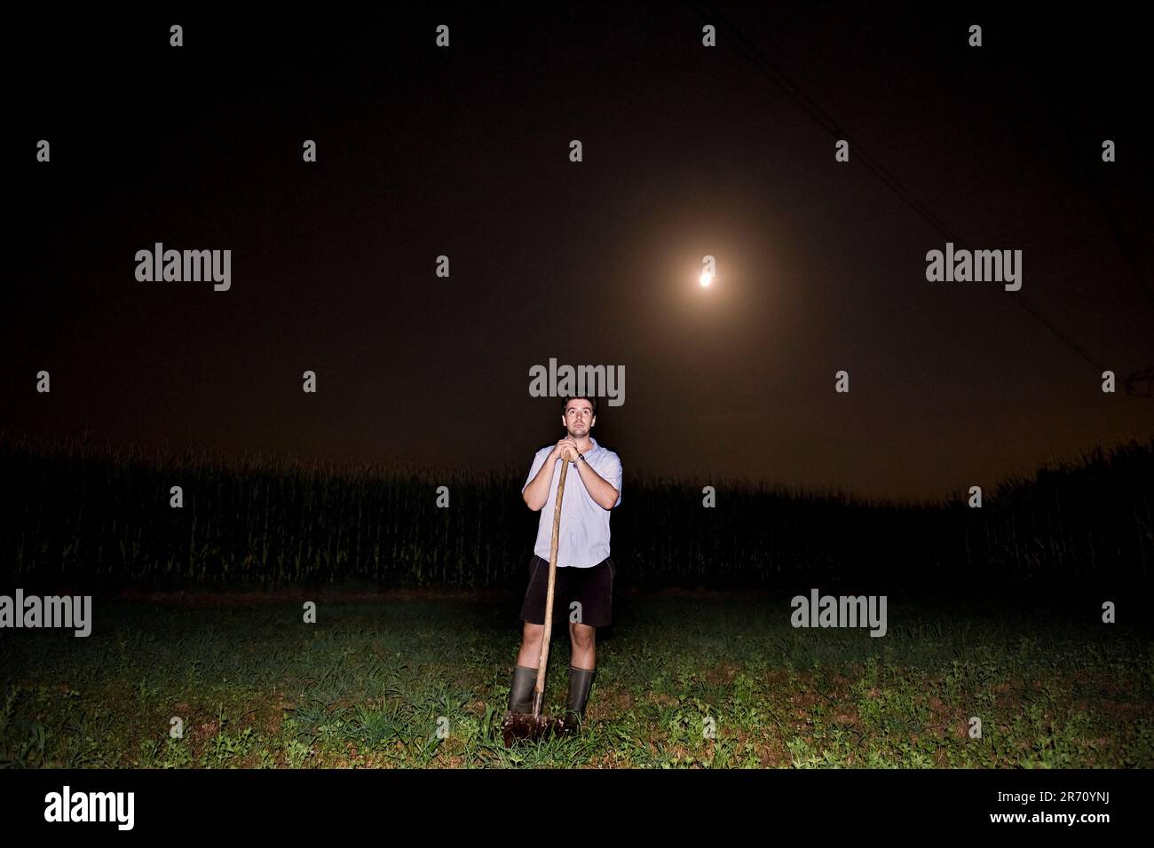 Night nighttime field moon hi-res stock photography and images - Alamy