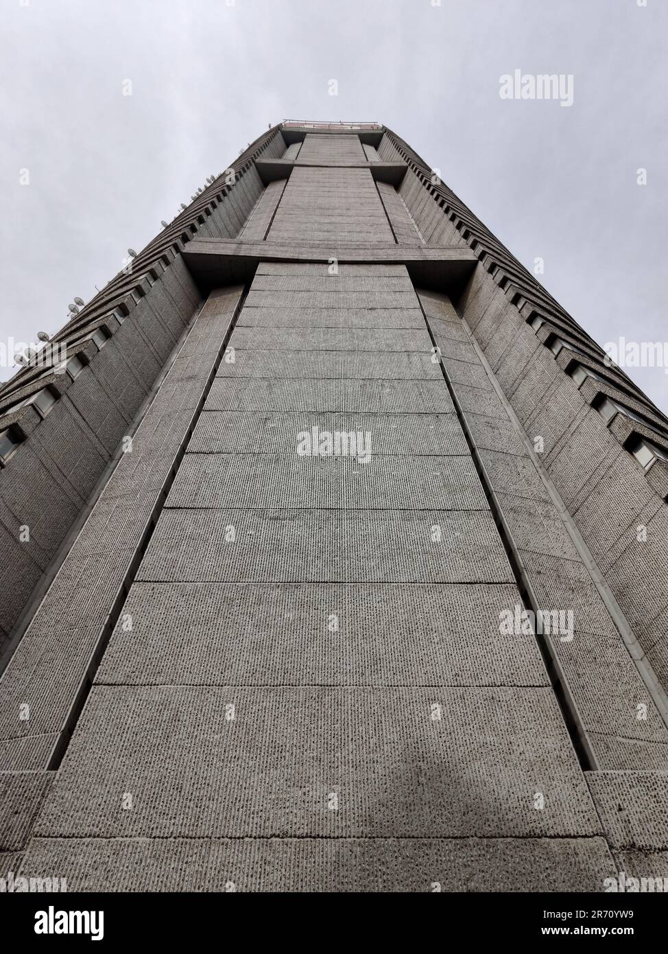 A low-angle view of the iconic Ponte Tower, located in Johannesburg ...