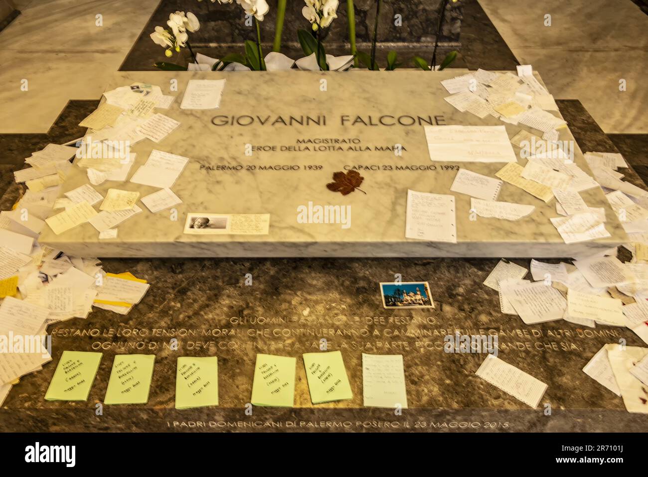 View of the tomb of Giovanni Falcone in the church of San Domenico in ...