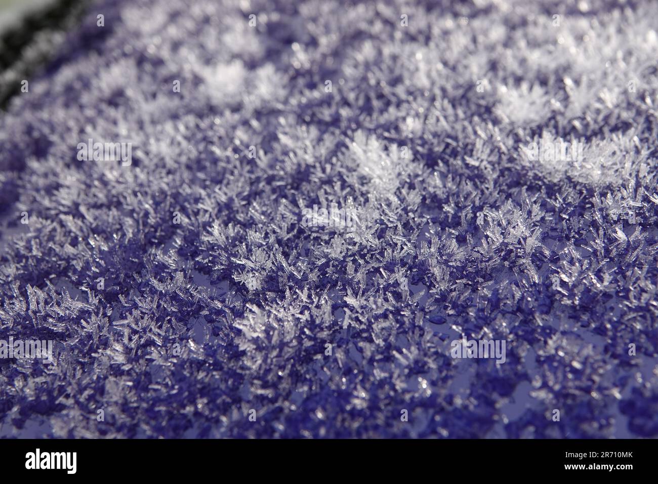 An image of a car parked in a cold winter night, featuring frost and ...