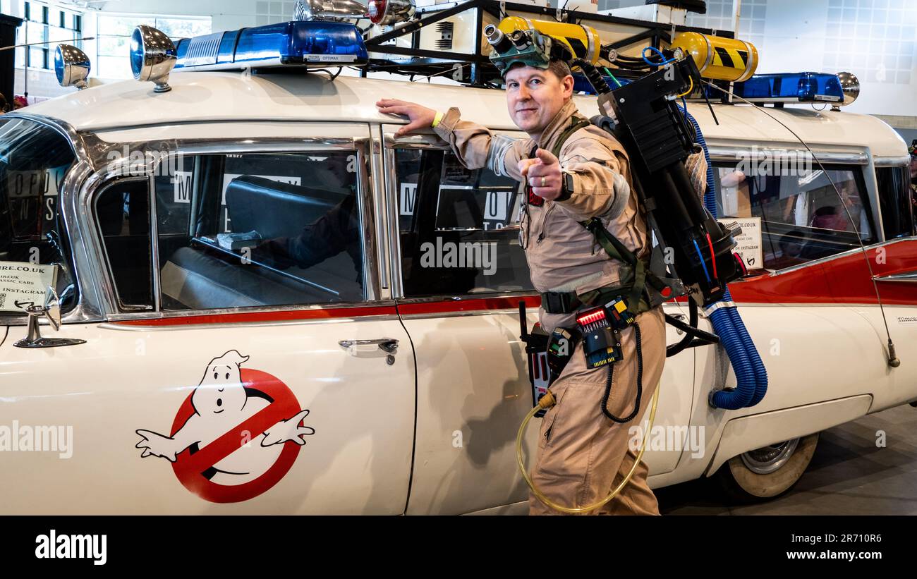 HARROGATE, UK - JUNE 3, 2023. A realistic replica of the Ghostbusters ...