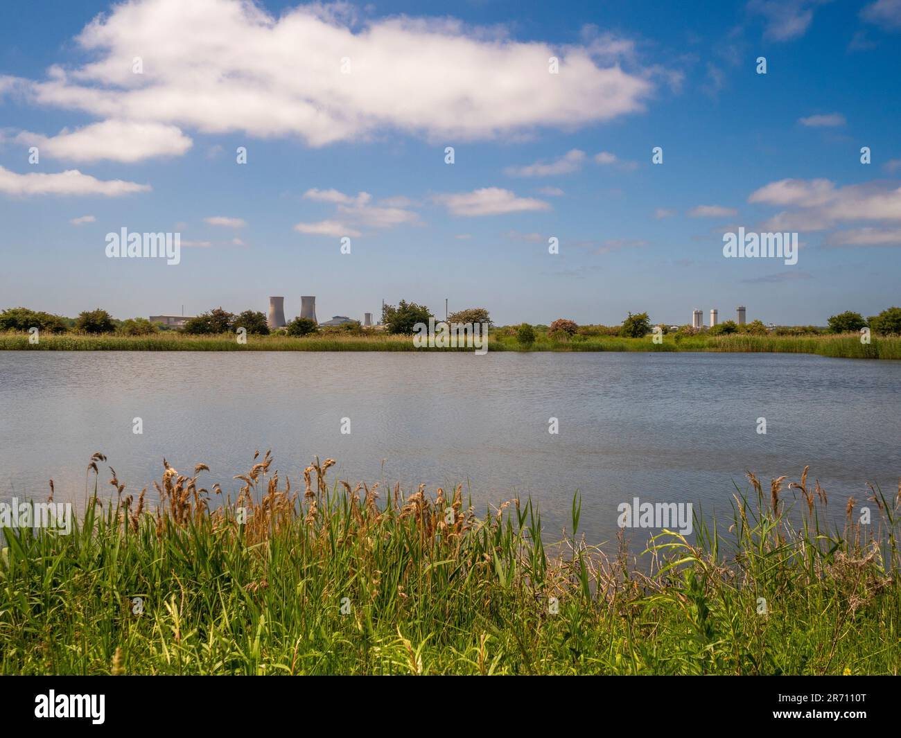 Haverton Holes pool at RSPB Saltholme, with CF Chemicals and Quorn ...