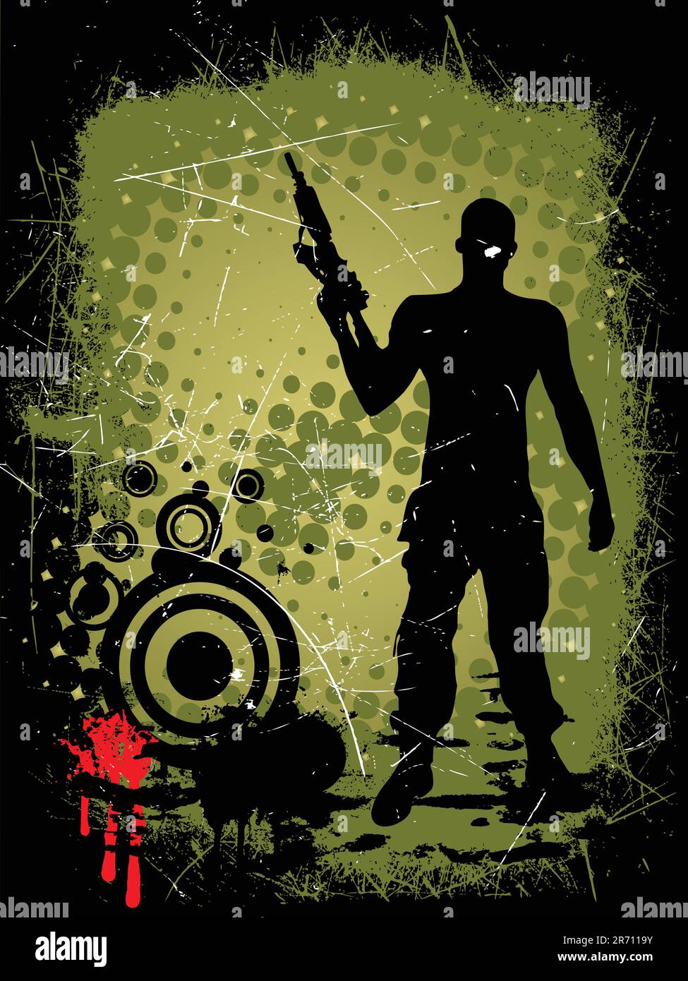 vector eps10 illustration of a soldier on an abstract grunge background ...
