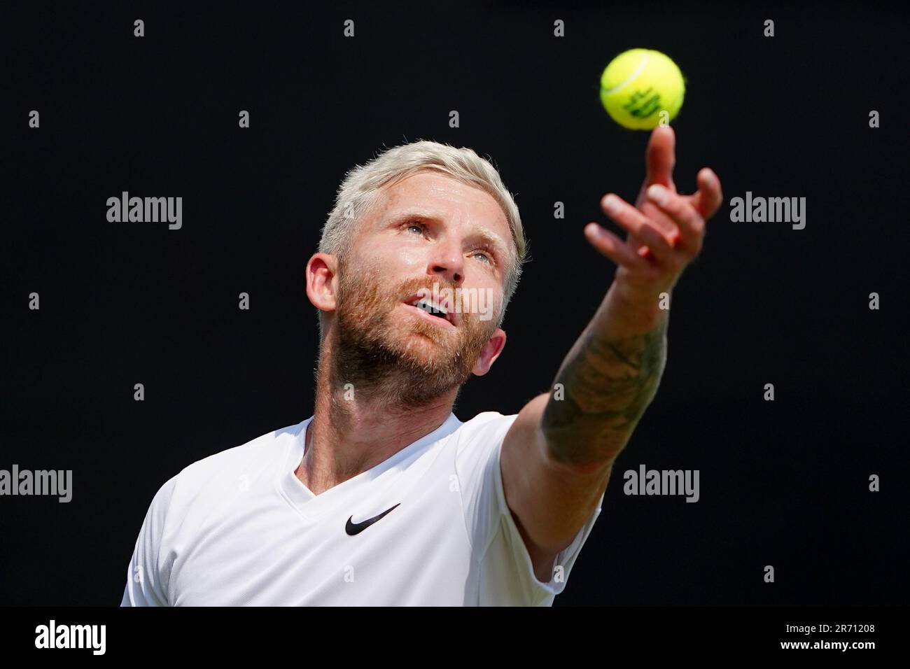 Daniel Cox in action against Arthur Cazaux (not pictured) during day one of the Rothesay Open ...