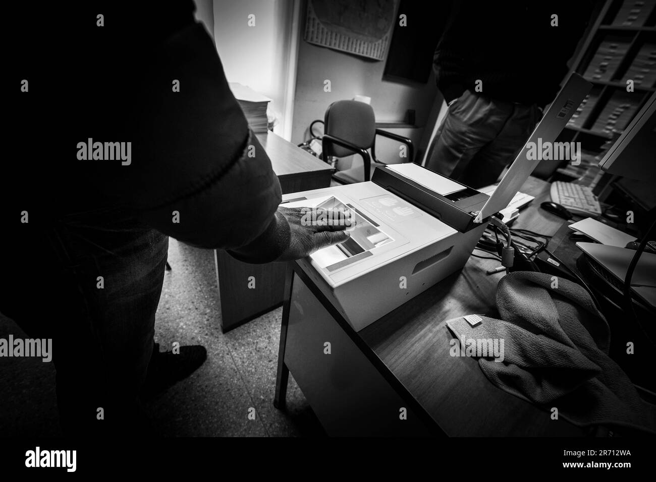 Italy. Pavia. police headquarters. refugees. African refugees Stock ...