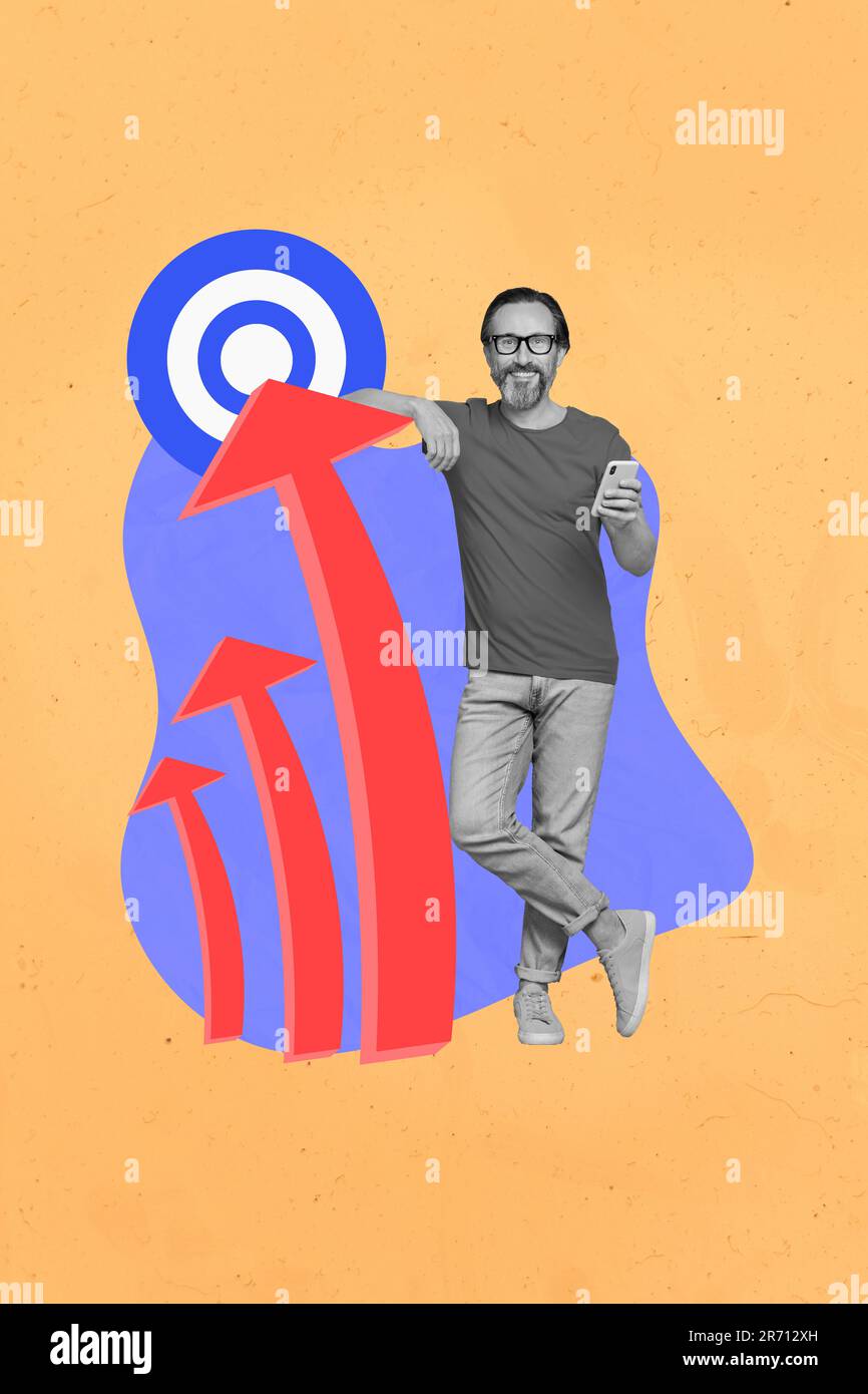 Ecommerce collage concept business owner pensioner man progress ...