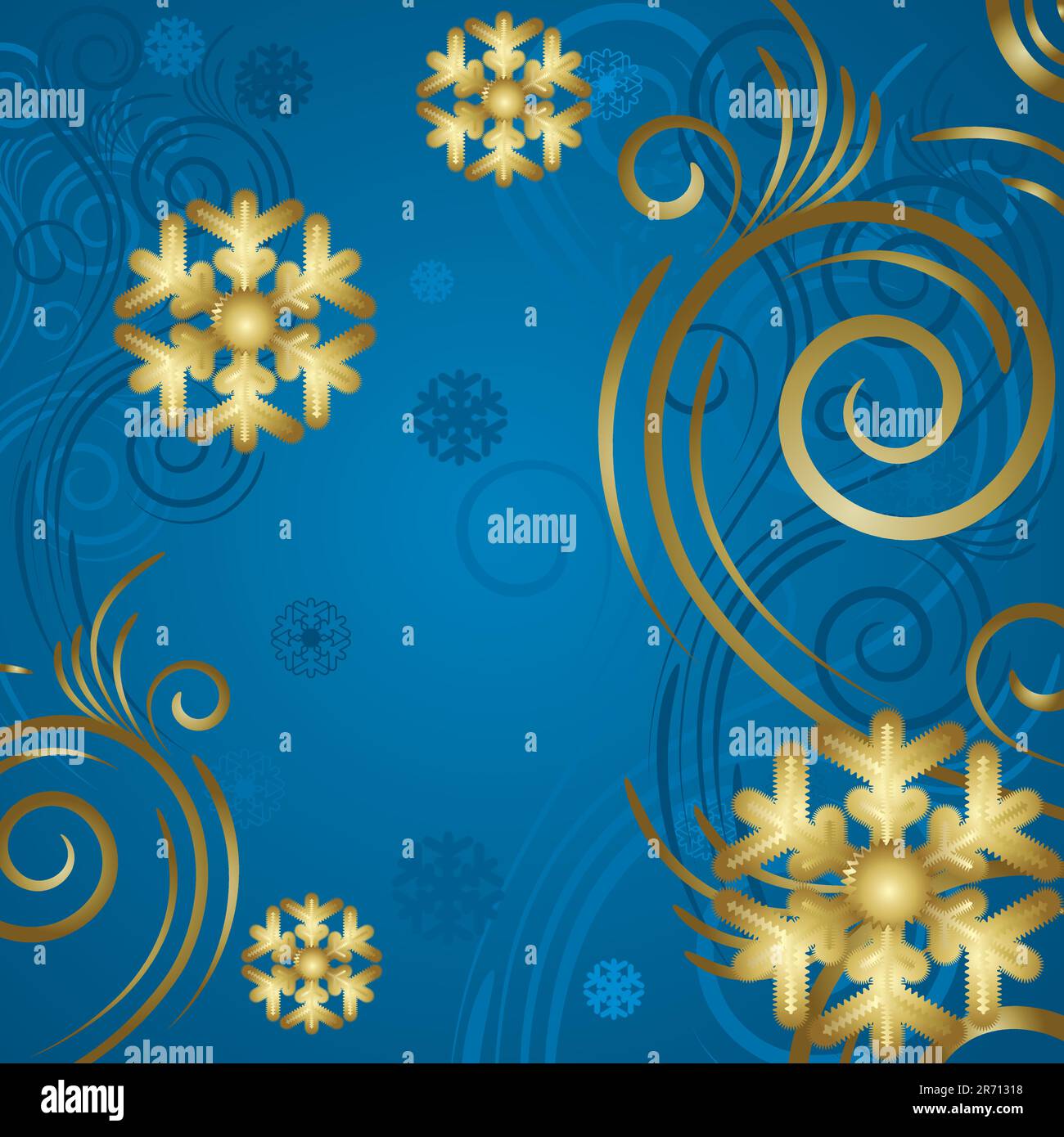 Blue background with gold snowflake and frosty patterns Stock Vector ...